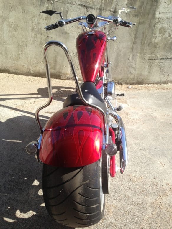 candyred-black Flames K9 Big Dog Motorrad - ABC Hamburg Custom Bike