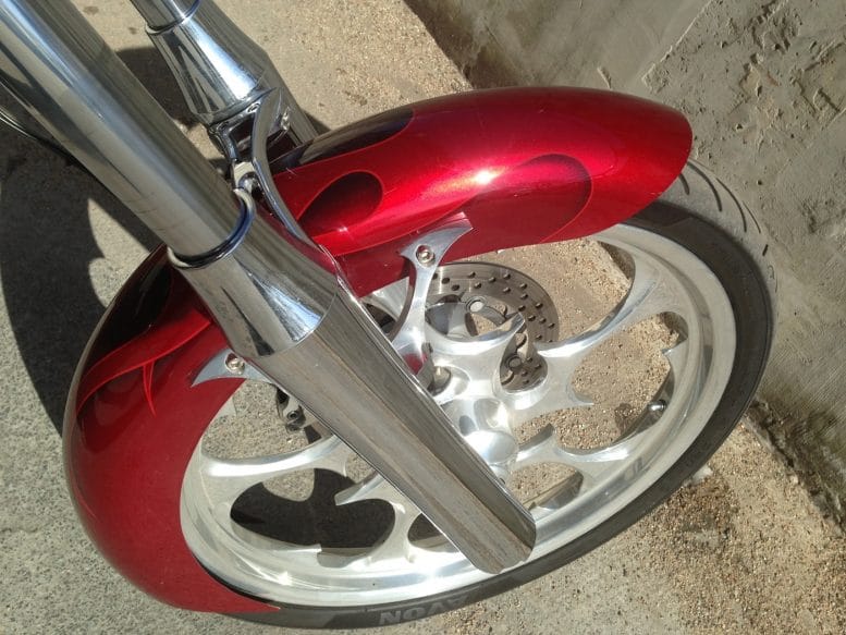 candyred-black Flames K9 Big Dog Motorrad - ABC Hamburg Custom Bike